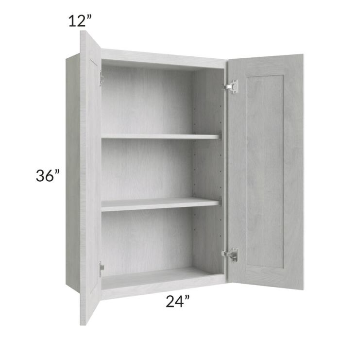 RTA Heather Grey Shaker 24" x 36" Wall Cabinet with Glass Door ...