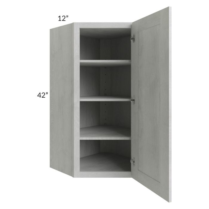 RTA Heather Grey Shaker 24" x 42" Wall Diagonal Corner Cabinet with Mu ...