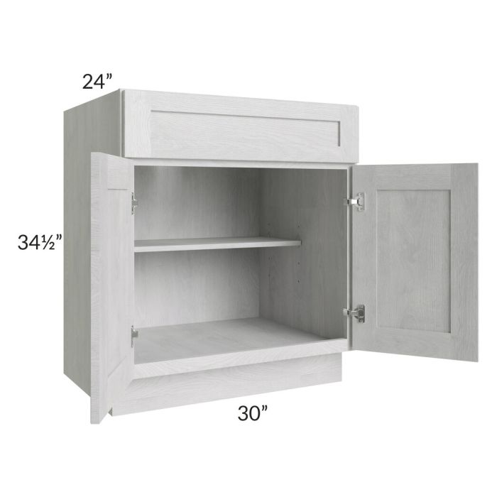 RTA Heather Grey Shaker 30" Base Cabinet with 2 Roll Out Trays ...