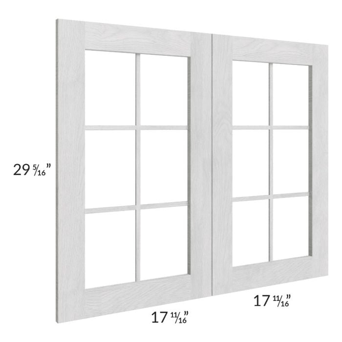RTA Heather Grey Shaker 36" x 30" Mullion Glass Doors Only with Glass ...
