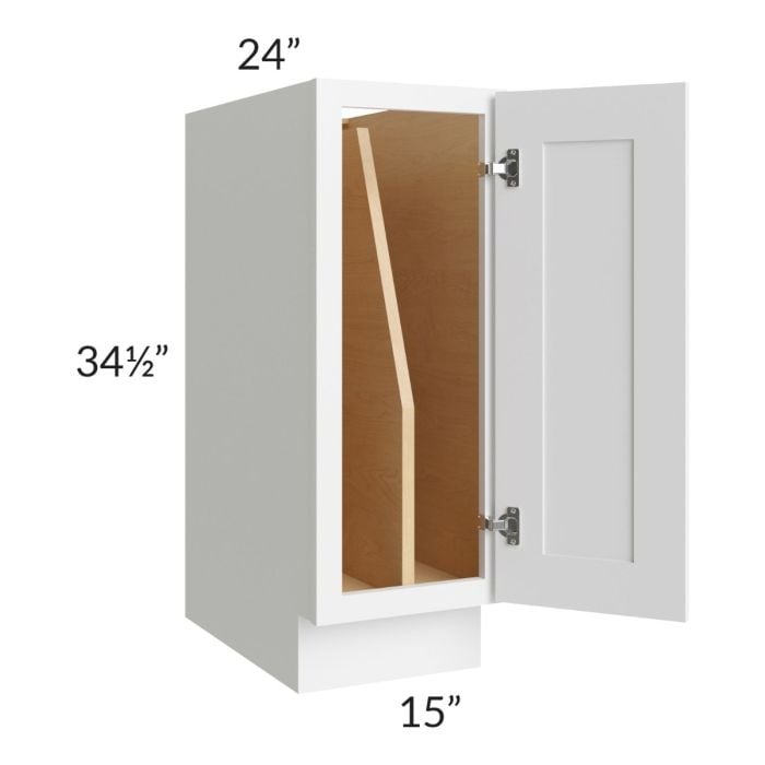 RTA Lakewood White 15" Full Height Door Tray Divider Base Cabinet with ...