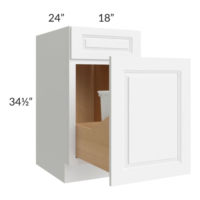 RTA Lakewood White 18" Base Cabinet with Double Trashcan Pullout ...