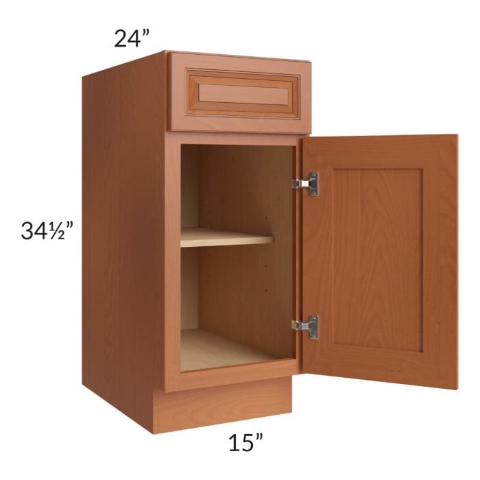 RTA Lexington Cinnamon Glaze 15" Base Cabinet with 1 Decorative End Pa ...