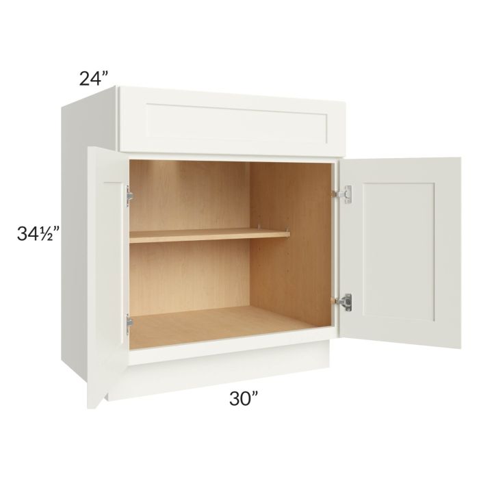 RTA Linen Shaker 30" Base Cabinet (1 drawer) with 2 Roll Out Trays ...