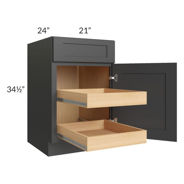 RTA Madison Black Shaker 21" Base Cabinet with 2 Rollout Trays ...