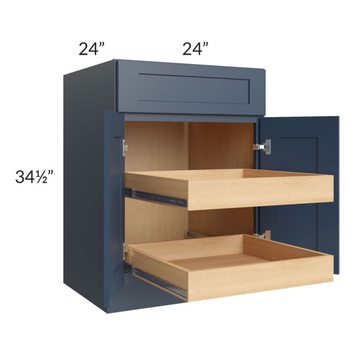 RTA Madison Navy Shaker 24" Base Cabinet with 2 Rollout Trays – Kitchen ...