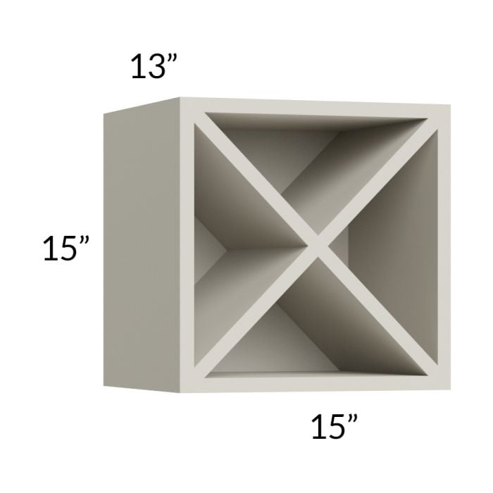 RTA Milan Beige Matte 15" x 15" Wine Rack Cabinet with 1 Finished End ...