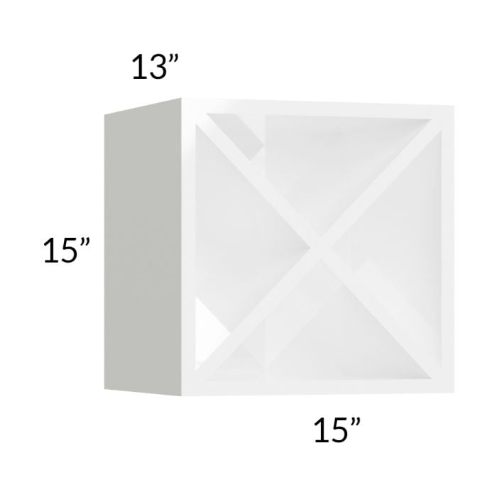 RTA Milan White Gloss 15" x 15" Wine Rack Cabinet with 2 Finished Side ...