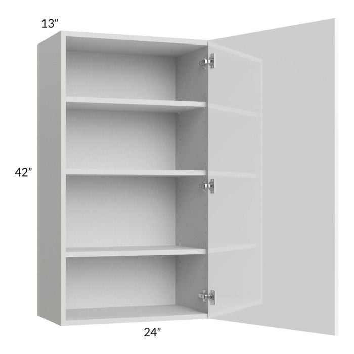 RTA Milan White Gloss 24" x 42" Wall Cabinet (1 door)-Right Hinged wit ...