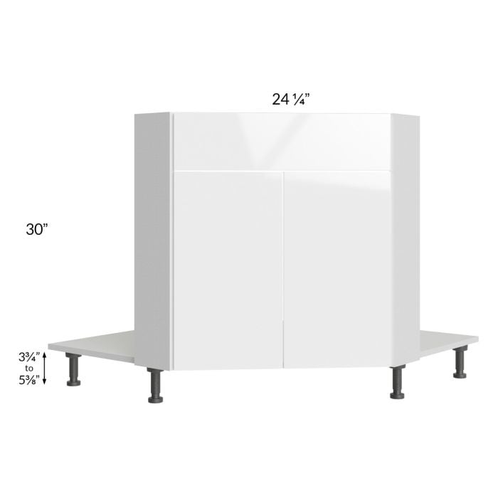 RTA Milan White Gloss 42" Diagonal Corner Sink Front with Sink Tilt-Ou ...