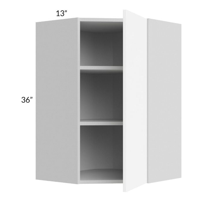 RTA Milan White Matte 24" x 36" Diagonal Corner Wall Cabinet-Right Hin ...