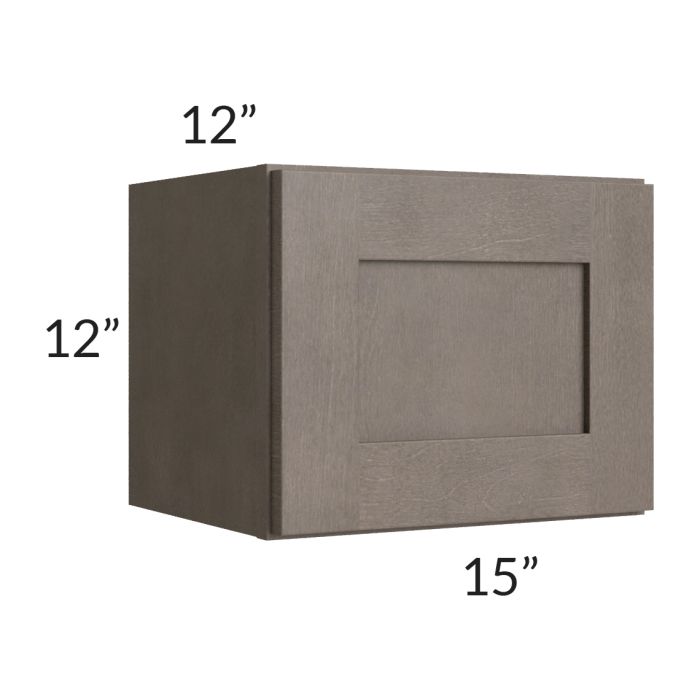 RTA Natural Grey Shaker 15" x 12" Wall Cabinet with Glass Door ...