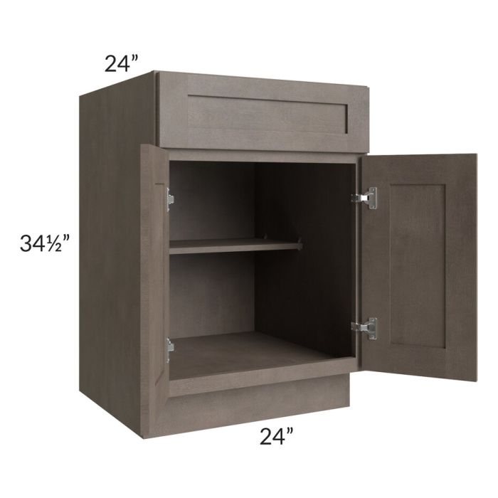 RTA Natural Grey Shaker 24" Base Cabinet with 2 Roll Out Trays and 1 D ...