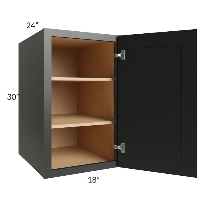 RTA Onyx Black Shaker 18" x 30" x 24" Split Pantry Wall Cabinet ...