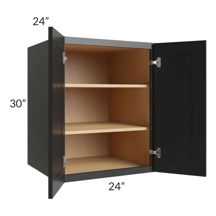 RTA Onyx Black Shaker 24" x 30" x 24" Split Pantry Wall Cabinet ...
