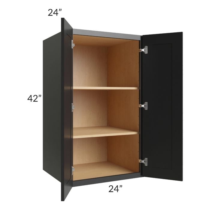 RTA Onyx Black Shaker 24" x 42" x 24" Split Pantry Wall Cabinet ...