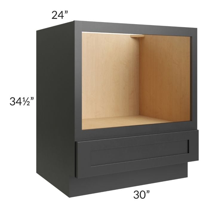 RTA Onyx Black Shaker 30" Base Microwave Cabinet with 2 Decorative End ...