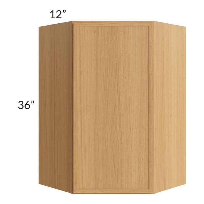 RTA Portland Sand 24" x 36" Wall Diagonal Corner Cabinet with Glass Do ...