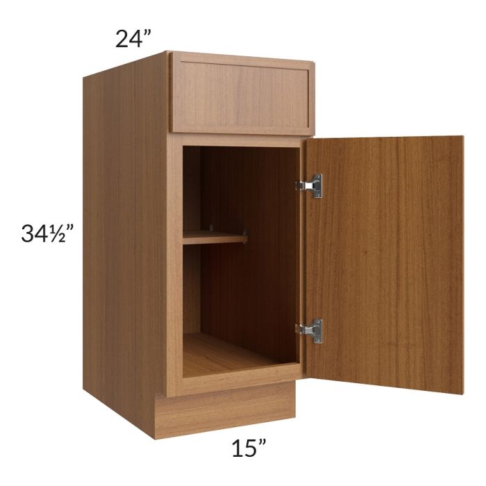 RTA Portland Walnut 15" Base Cabinet with 2 Roll Out Trays – Kitchen Oasis