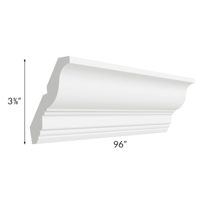 RTA Portland White CM96-4-PW 96" Crown Molding with Cut Molding in Hal ...