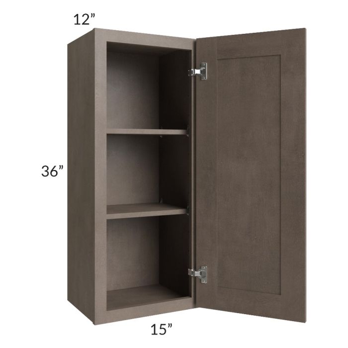 RTA Providence Natural Grey 15" x 36" Wall Cabinet with 1 Decorative E ...