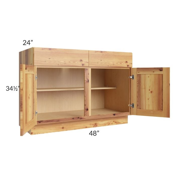 RTA Rustic Shaker 48" Base Cabinet with 2 Decorative End Panels ...