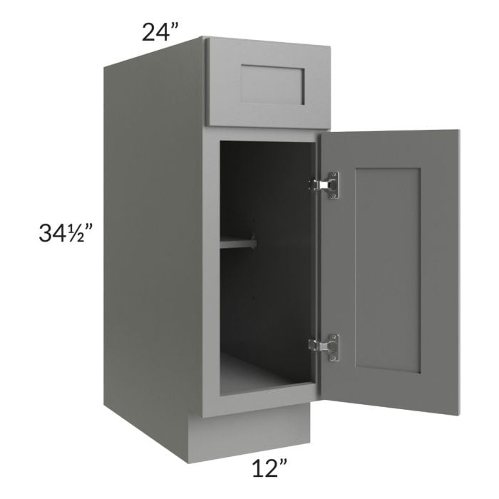 RTA Shale Grey Shaker 12" Base Cabinet with 1 Decorative End Panel ...