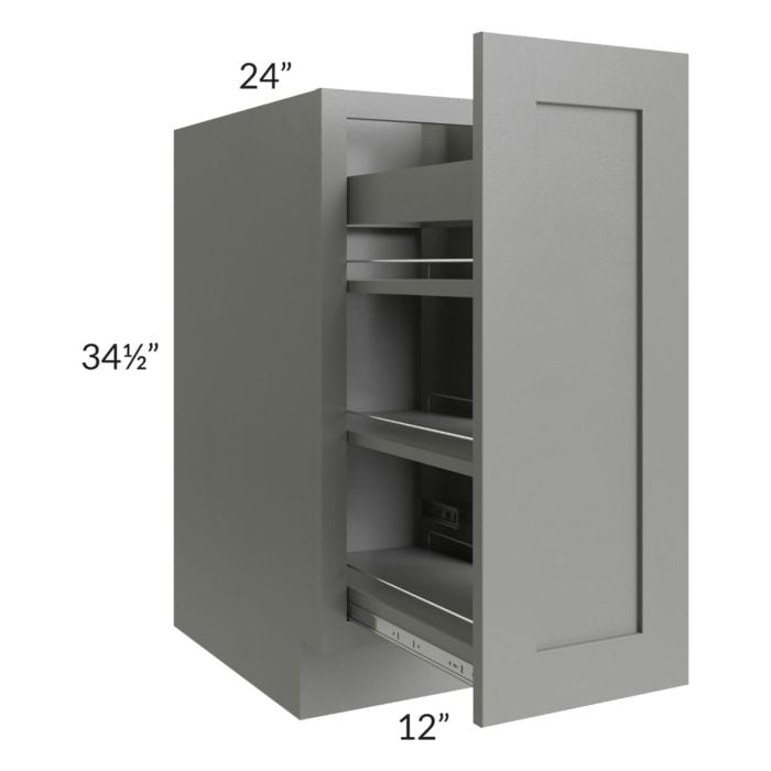 RTA Shale Grey Shaker 12" Spice Rack Base Cabinet with 2 Decorative En ...