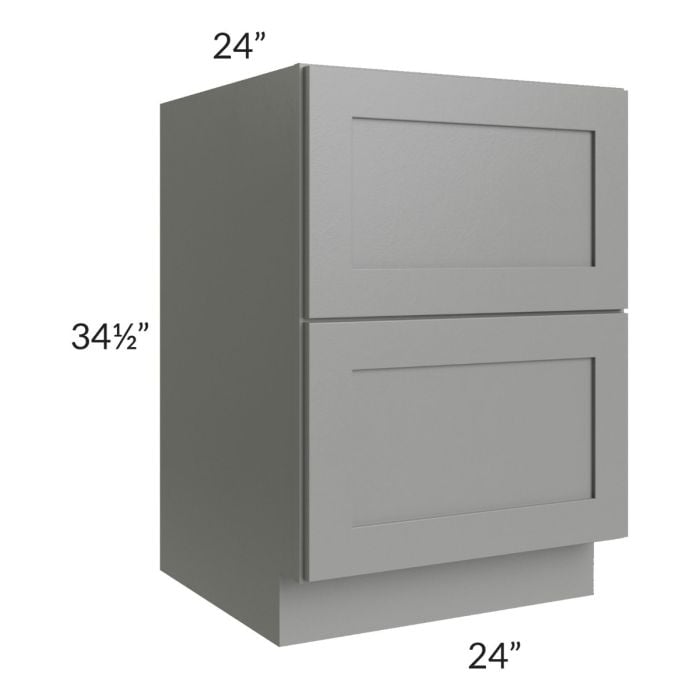 RTA Shale Grey Shaker 24" 2-Drawer Base Cabinet with 1 Decorative End ...