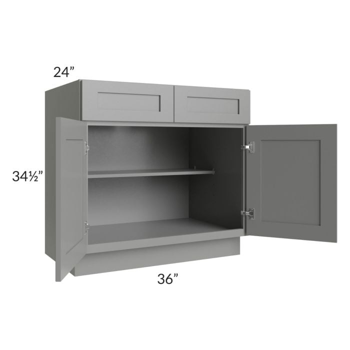 RTA Shale Grey Shaker 36" Base Cabinet with 1 Decorative End Panel and ...