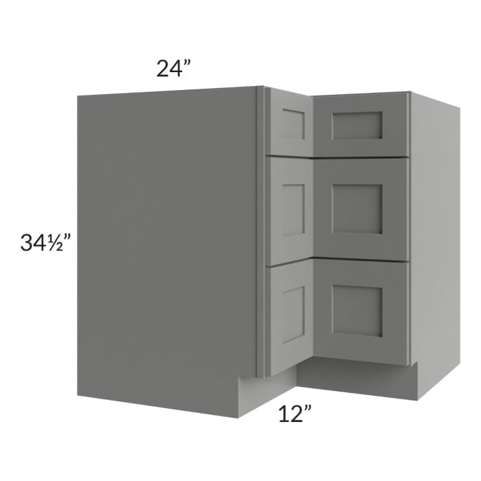 RTA Shale Grey Shaker 36" Corner Three Drawer Base Cabinet with 2 Deco ...