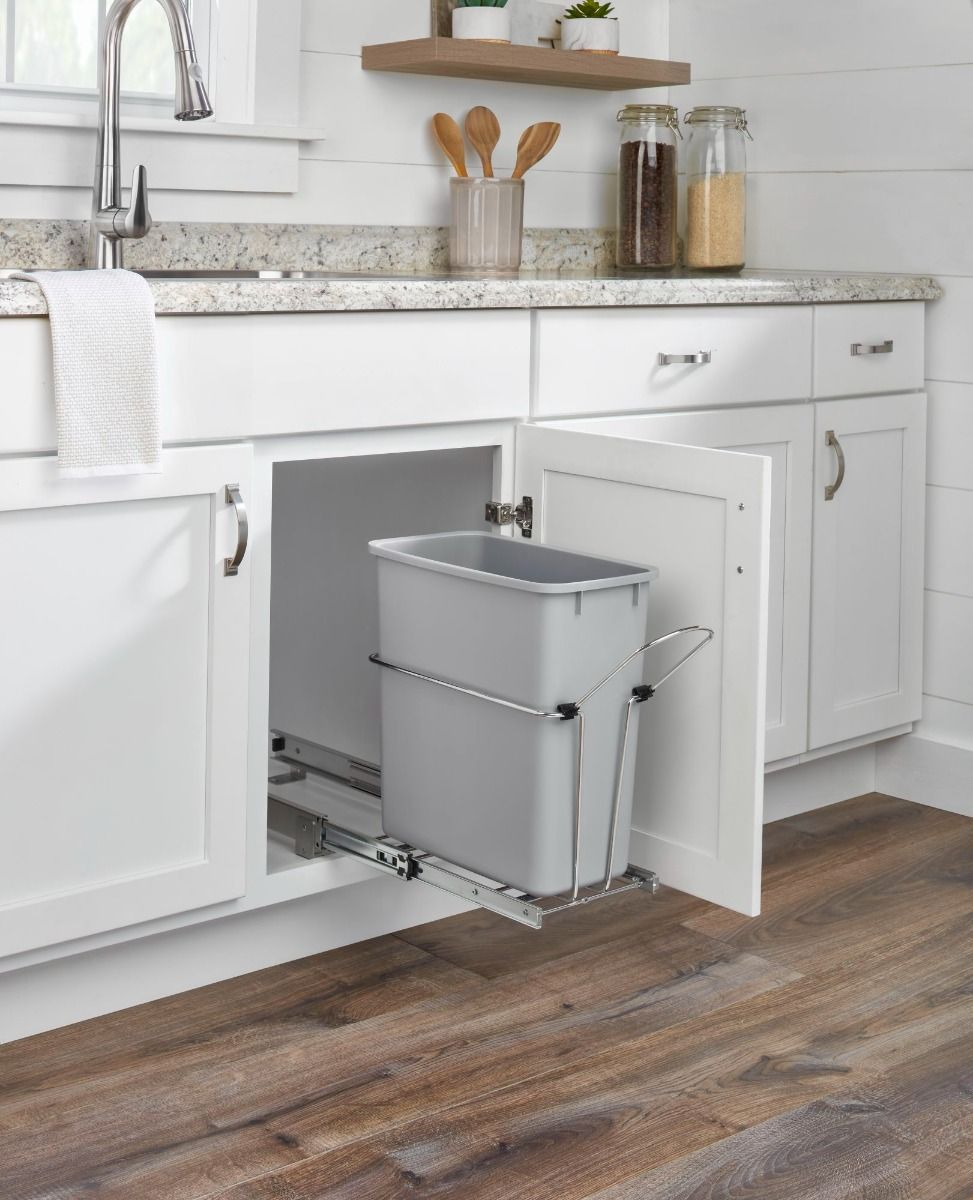 RTA Single Pullout Waste Container with Door Mount Kit - Fits a 12" Wi ...