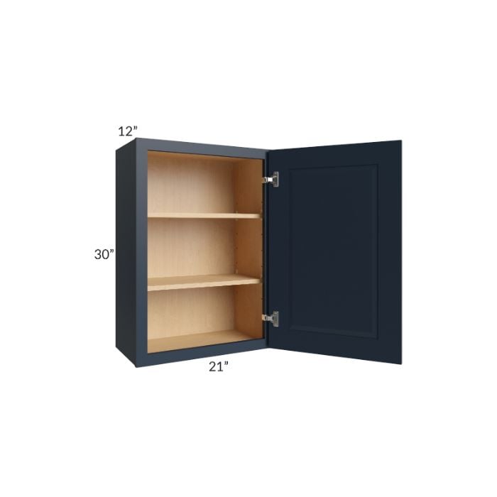 RTA Southport Blue Shaker 21" x 30" Wall Cabinet with 1 Decorative End ...