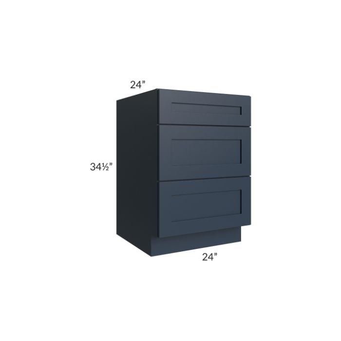 RTA Southport Blue Shaker 24" 3-Drawer Base Cabinet – Kitchen Oasis