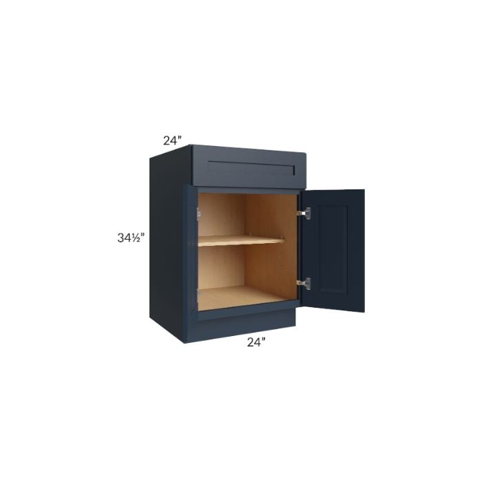 RTA Southport Blue Shaker 24" Base Cabinet with Pot and Pan Roll Out K ...