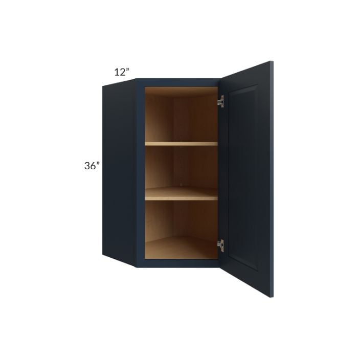 RTA Southport Blue Shaker 24" x 36" Wall Diagonal Corner Cabinet ...