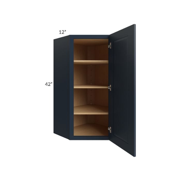 RTA Southport Blue Shaker 24" x 42" Wall Diagonal Corner Cabinet with ...