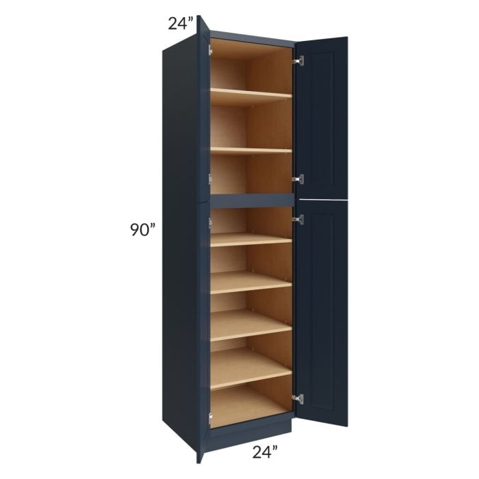 RTA Southport Blue Shaker 24" x 90" Wall Pantry with 2 Sides Decorativ ...