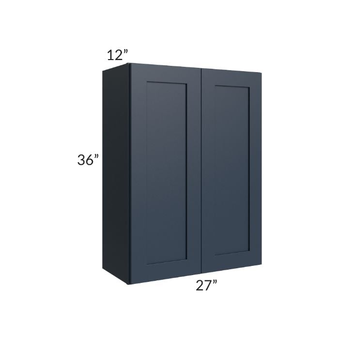 RTA Southport Blue Shaker 27" x 36" Wall Cabinet with 1 Decorative End ...