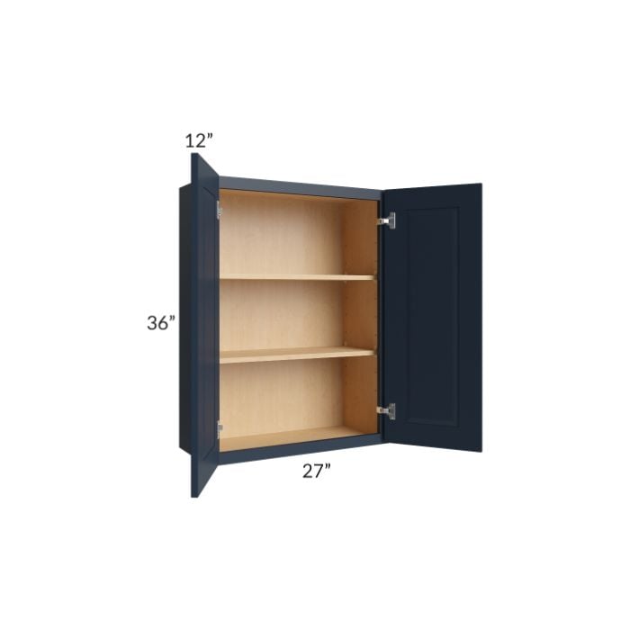RTA Southport Blue Shaker 27" x 36" Wall Cabinet with 1 Decorative End ...