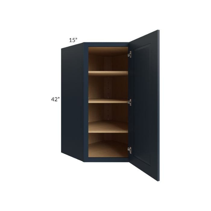 RTA Southport Blue Shaker 27" x 42" Wall Diagonal Corner Cabinet with ...
