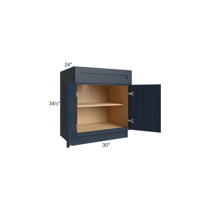 RTA Southport Blue Shaker 30" Base Cabinet with 2 Roll Out Trays ...
