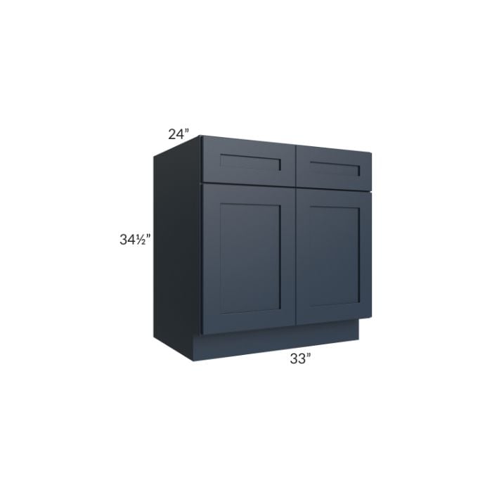 RTA Southport Blue Shaker 33" Base Cabinet with Pot and Pan Roll Out K ...