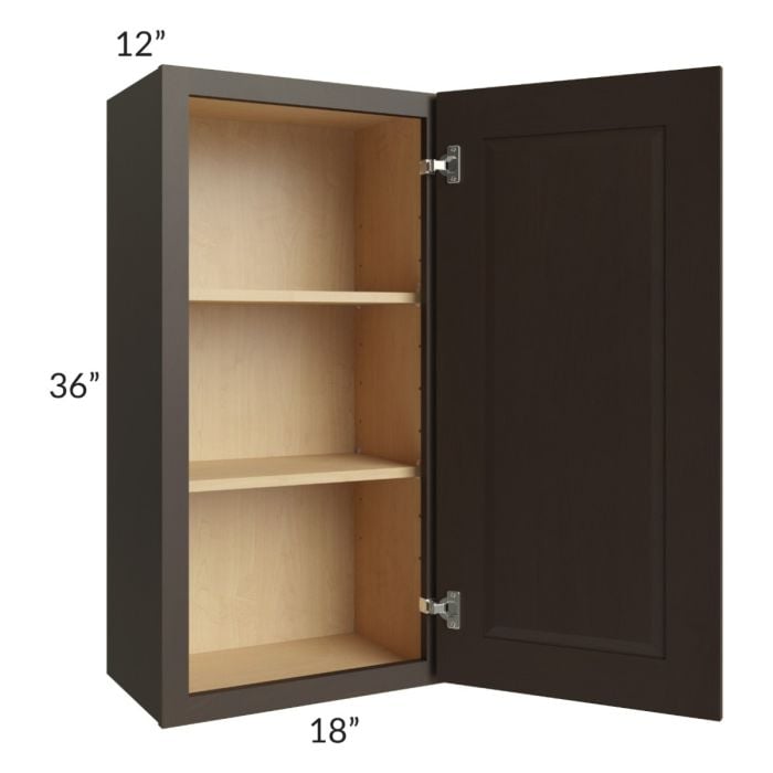 RTA Southport Espresso Shaker 18" x 36" Wall Cabinet with Glass Door ...
