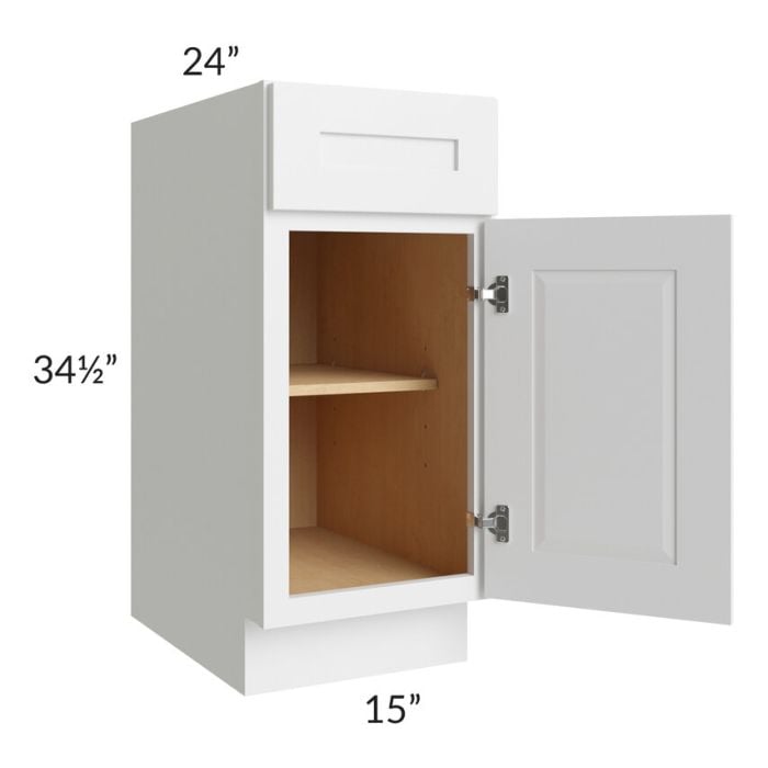 RTA Southport White Shaker 15" Base Cabinet with 1 Decorative End Pane ...