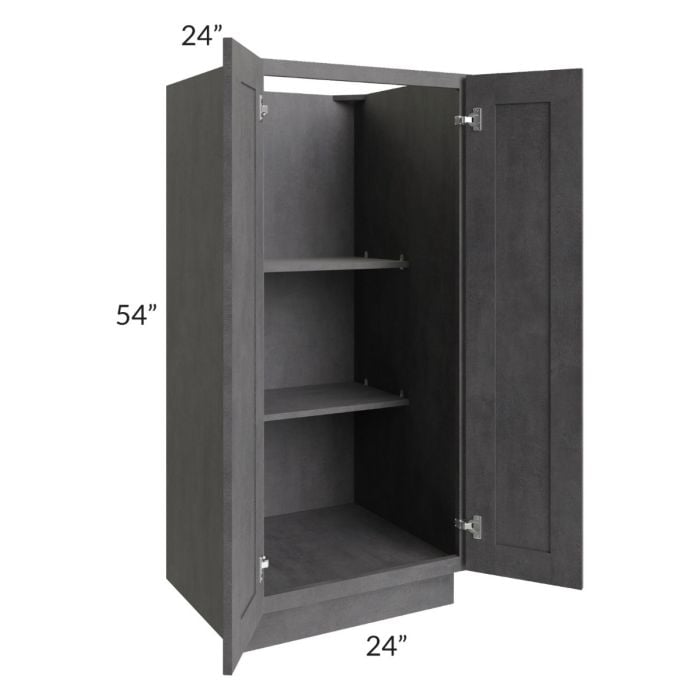 RTA Stone Grey 24" x 54" Split Pantry Base Cabinet with 3 Roll Out Tra ...