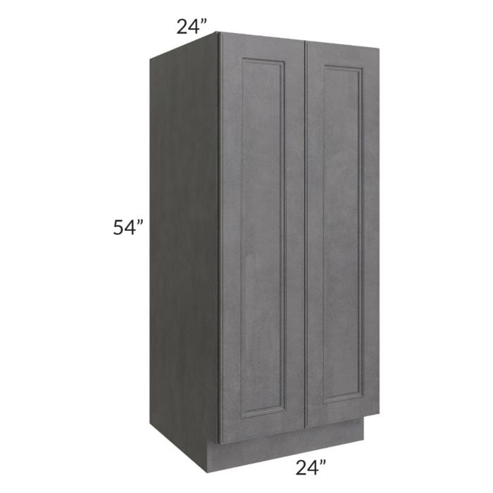 RTA Stone Grey 24" x 54" Split Pantry Base Cabinet with 4 Roll Out Tra ...