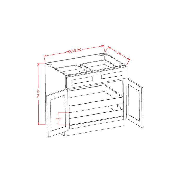RTA Stone Shaker 30" SD-B302RS Base Cabinet with 2 Rollout Trays ...