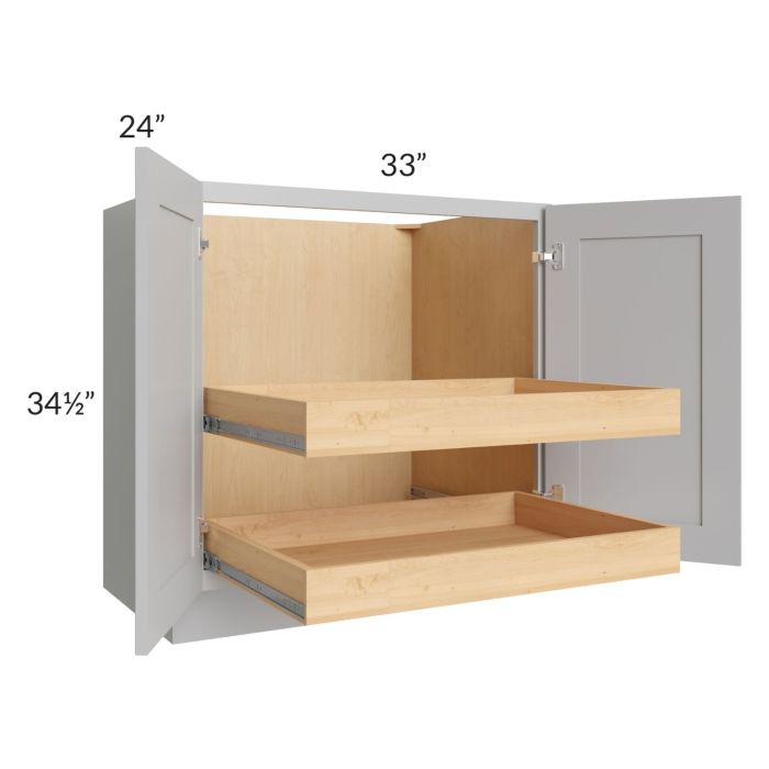 RTA Stone Shaker 33" Full Height Base Cabinet with 2 Rollout Trays and ...