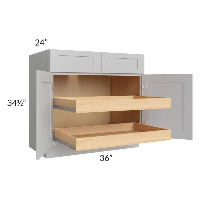 RTA Stone Shaker 36" Base Cabinet with 2 Rollout Trays – Kitchen Oasis